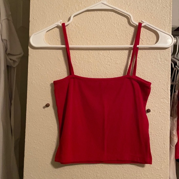 Tops | Red Ribbed Tank | Poshmark